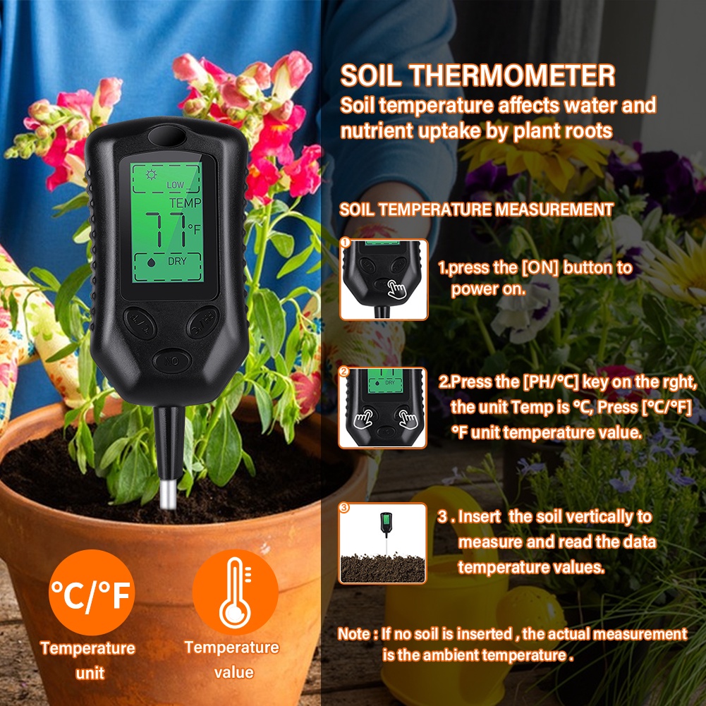 4-in-1 Soil Meter PH/Moisture/Sunlight/Temperature Humidometer Acidity ...