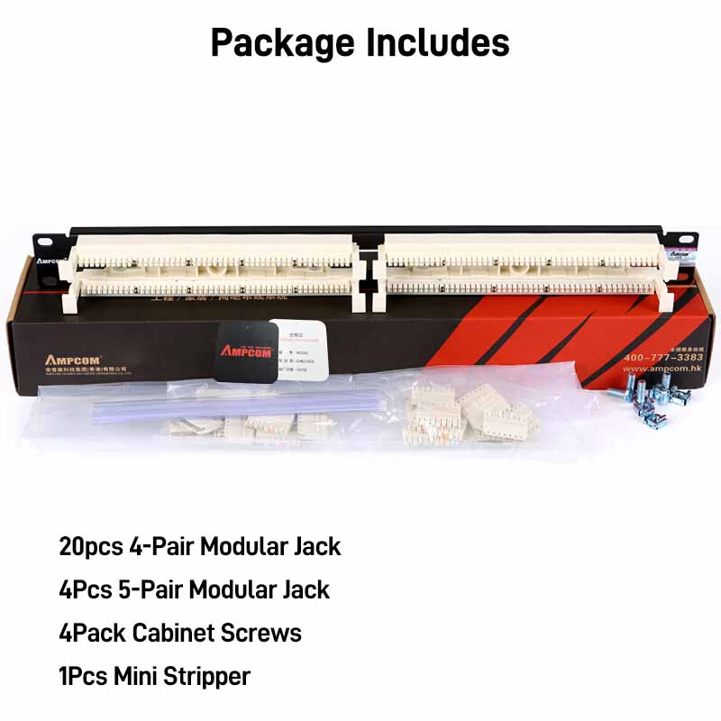 AMPCOM 110 Telephone Patch Panel Cabinet Rack 100 Pairs Distribution ...