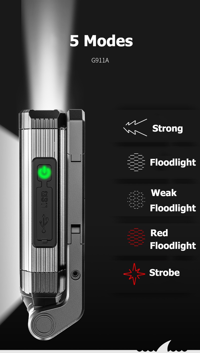 Smilingshark G911 COB Multifunctional Flashlight USB Rechargeable Work ...