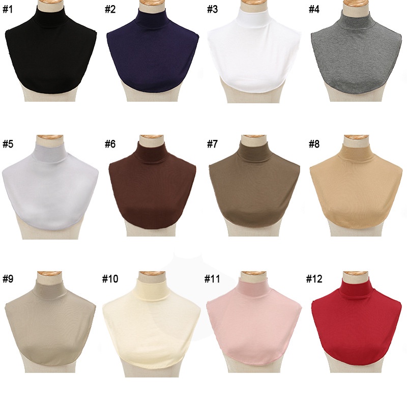Jifang Women Solid Modal Muslim Turtleneck Fake Round Collar Hijab ...