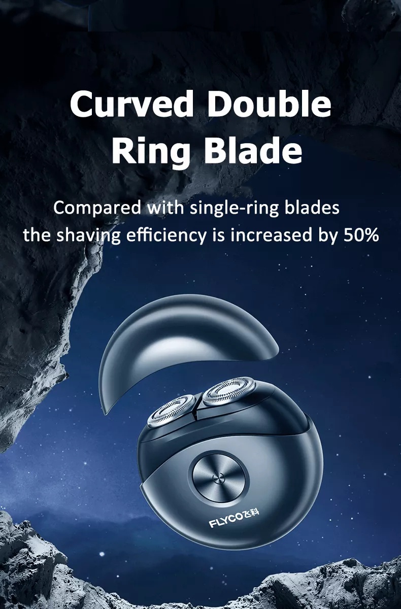 Flyco FS891 Electric Shaver UFO Design with IPX7 Level Fully Washable 1-Hour Fast Charge Typc-C ...