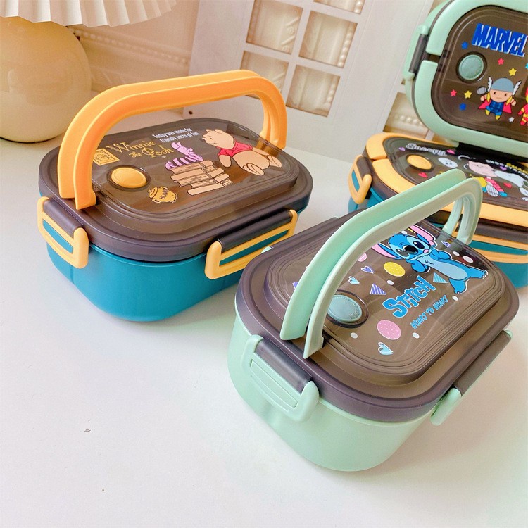 Double Layer Portable Plastic Lunch Box Cute Shin-Chan With Spoon Fork ...