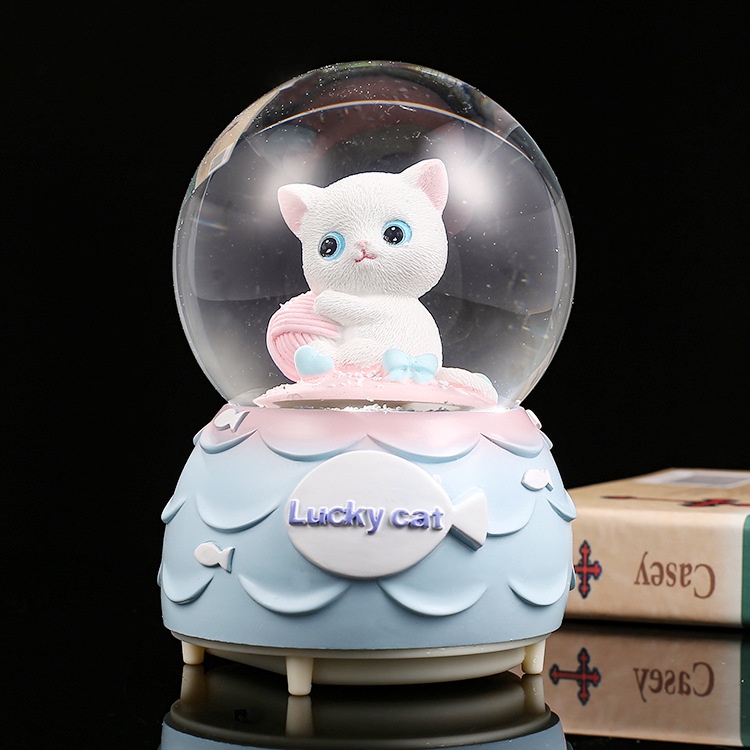 Dajrrhd Snow Globe Resin Cat Crystal Snowball Home Ornament Decoration ...