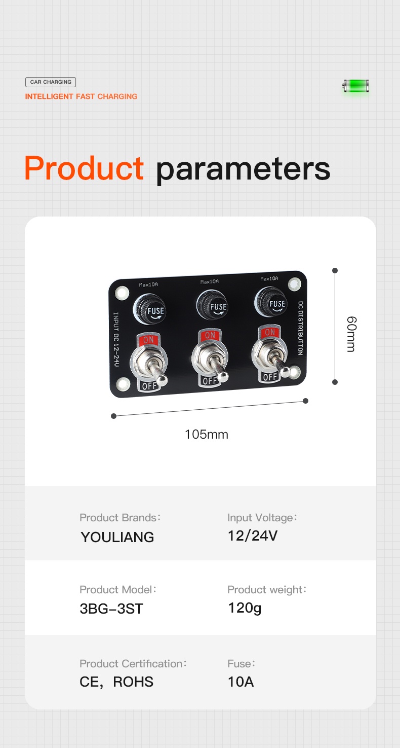 Fuse Holder ON/Off With 6 Gang Vintage Rocker Power Toggle Switch Panel ...