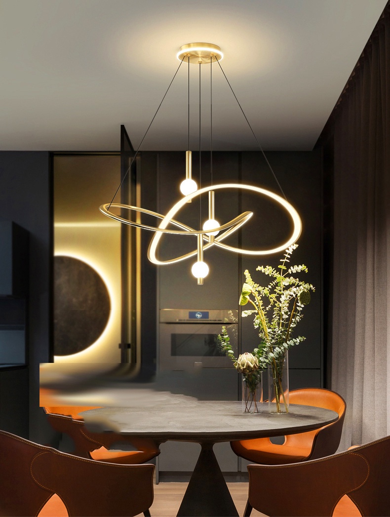 Modern LED Chandelier Dinning Table Pendant Light Aluminum Round Ring ...