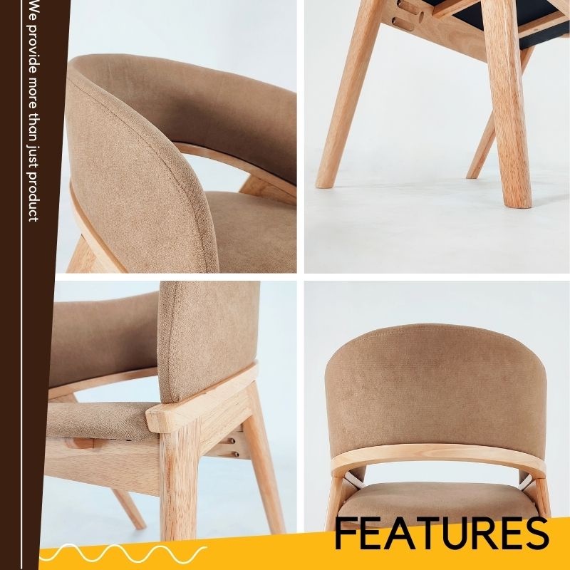 Scandinavian Designer Wooden Chair- Vicky/ Solid Rubber wood / fabric ...