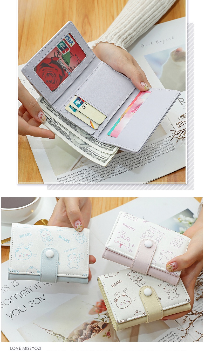 Women Mini Wallet Cute Bear Short Wallet Card Holder for Girls | Shopee ...