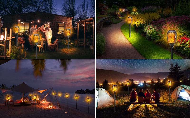 96LED solar light flashlight flashlight blinking flame light outdoor ...