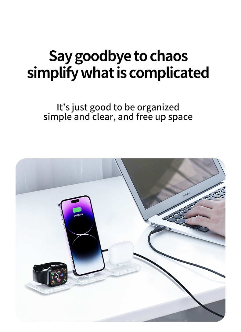 GOOJODOQ 2023 Foldable 3-in-1 Wireless Fast Charger for iPhone Watch ...