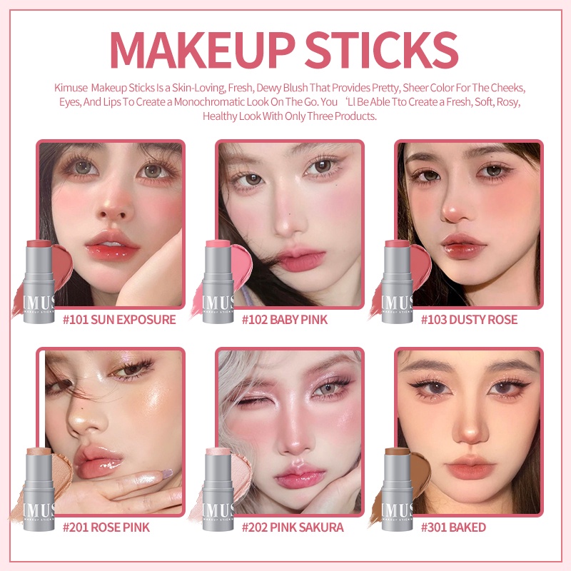 KIMUSE Makeup Sticks Monochromatic Multi-use Blush & Highlight ...