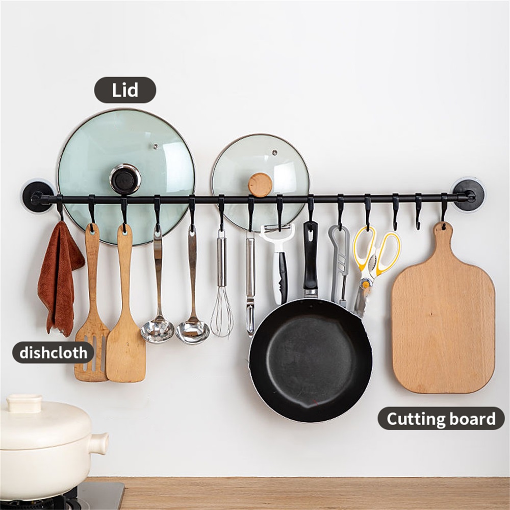 Harbour Life Kitchen Hanging Rack with 12 Hooks Wall Mounted adhesive ...