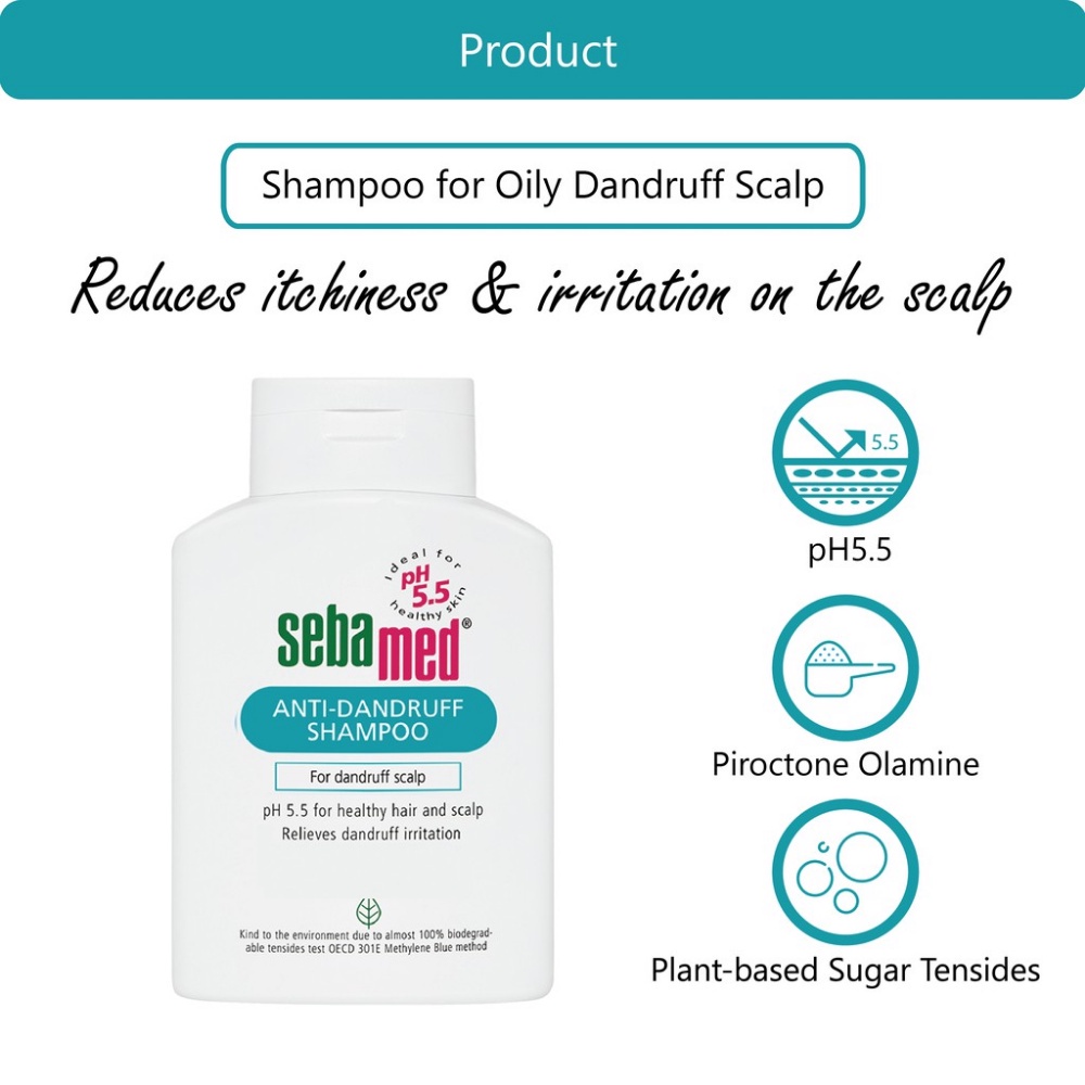 Sebamed Anti-Dandruff Shampoo (200ml) For oily hair and dandruff-prone ...