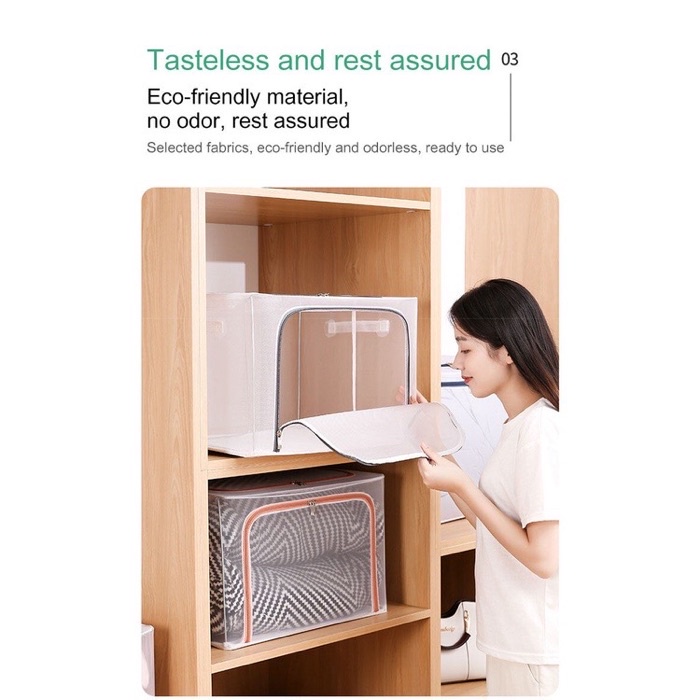 24/66L Large Storage Box Foldable Box Steel Frame Detachable Storage ...