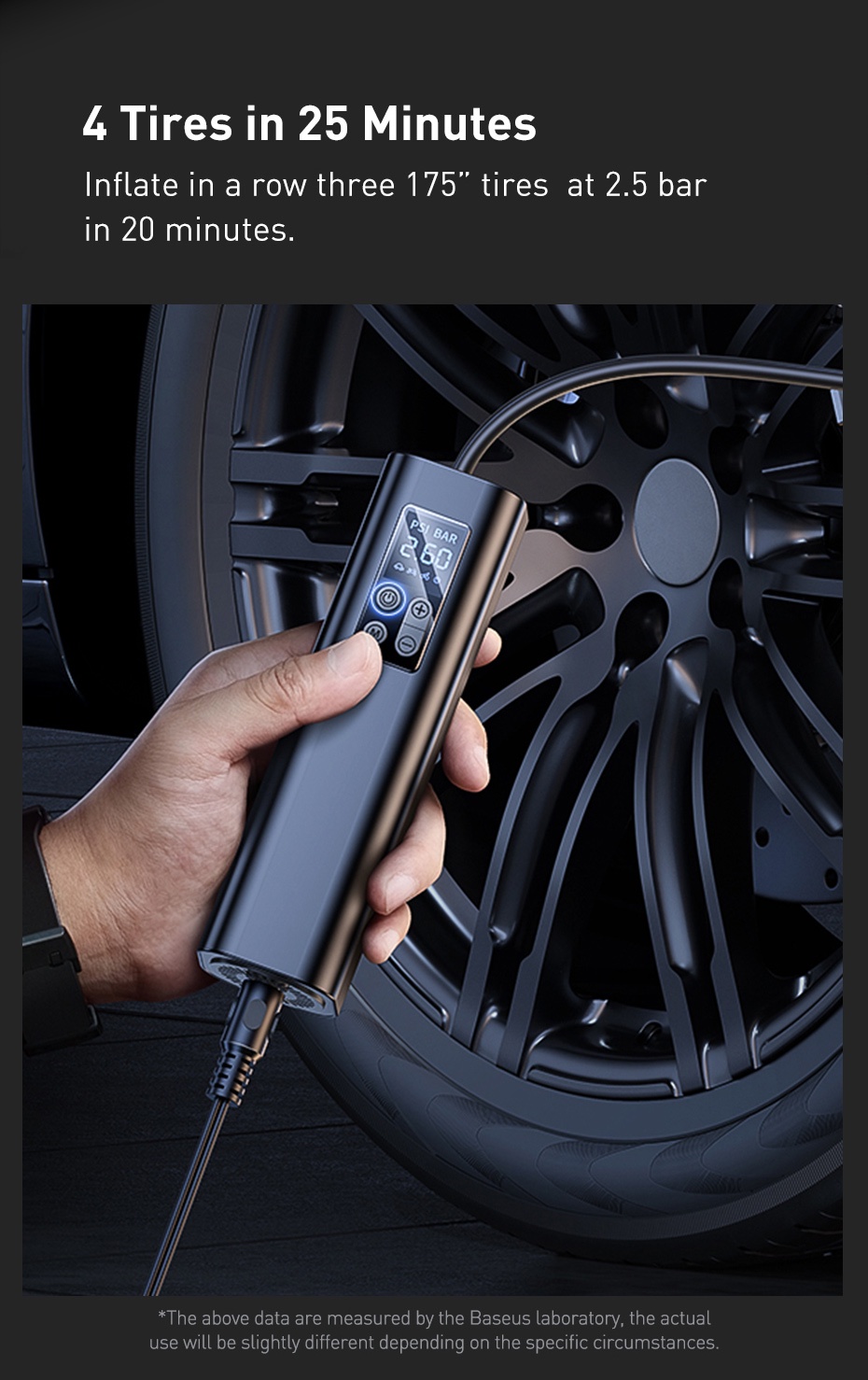 Baseus Electric Tire Inflator Pump DC 150 PSI Smart Inflator 12V ...