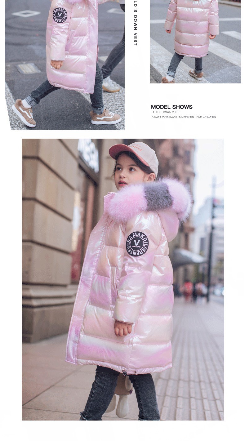 5-14 Years Winter Girls Down Jacket Keep Warm Fashion Hooded Waterproof ...