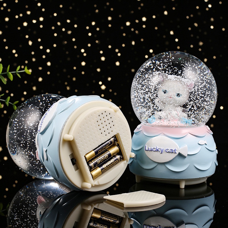 Dajrrhd Snow Globe Resin Cat Crystal Snowball Home Ornament Decoration ...
