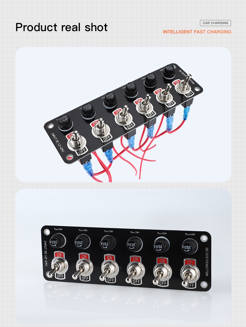 Fuse Holder ON/Off With 6 Gang Vintage Rocker Power Toggle Switch Panel ...