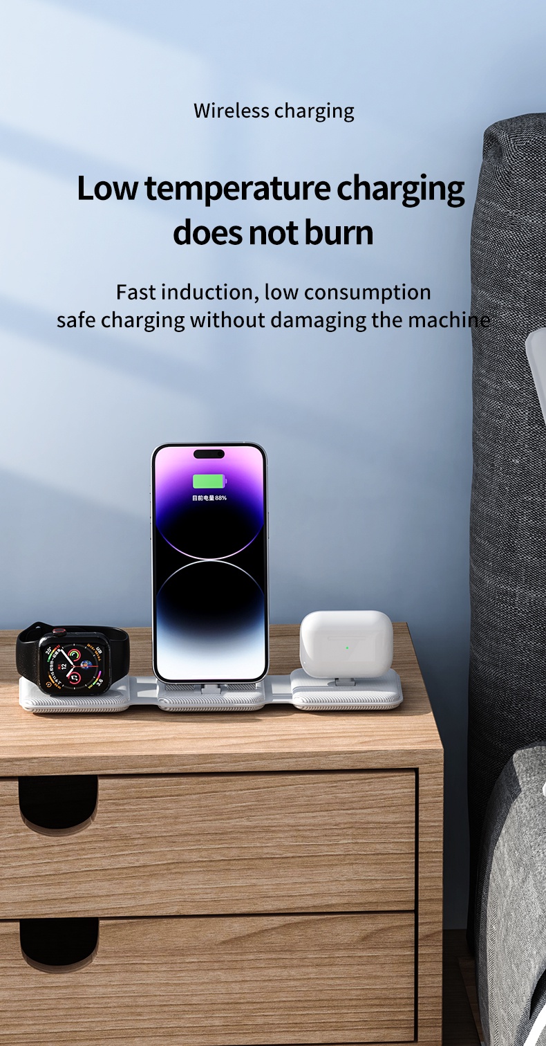 GOOJODOQ 2023 Foldable 3-in-1 Wireless Fast Charger for iPhone Watch ...