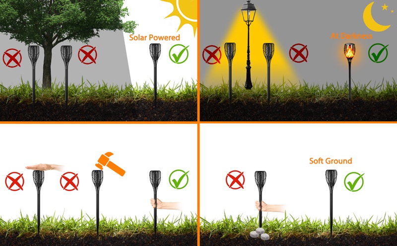 12LED 4pack solar light flashlight flashlight blinking flame light ...