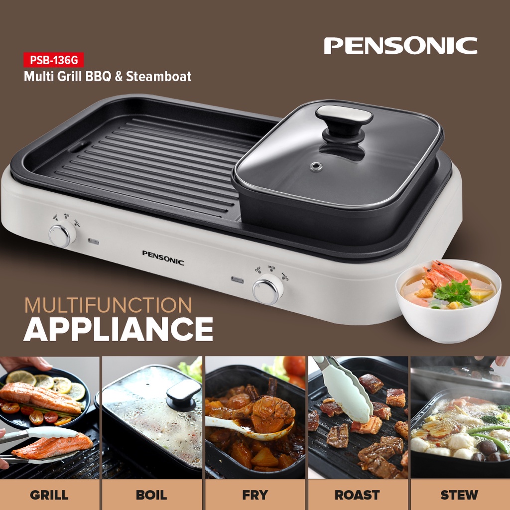 Pensonic Multi Grill BBQ & Steamboat PSB-136G | Shopee Malaysia