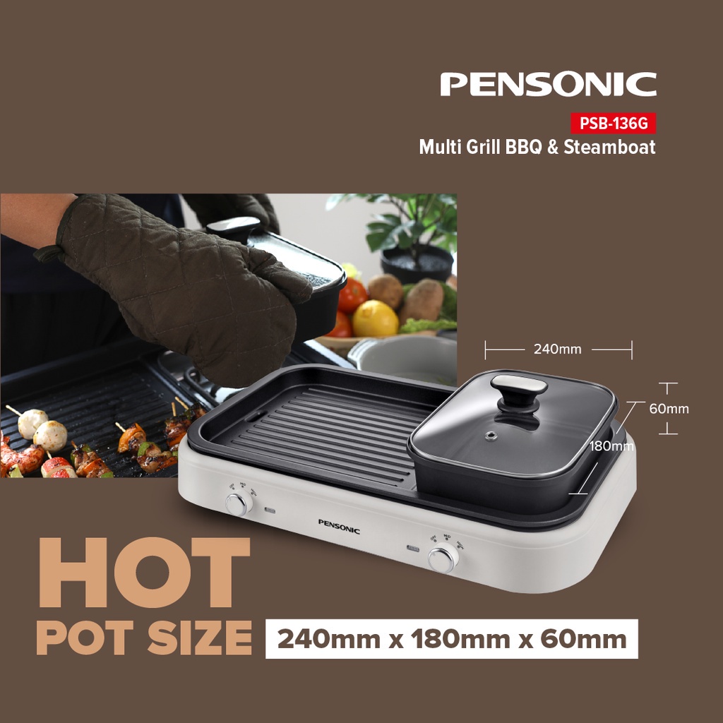 Pensonic Multi Grill BBQ & Steamboat | PSB-136G | Shopee Malaysia