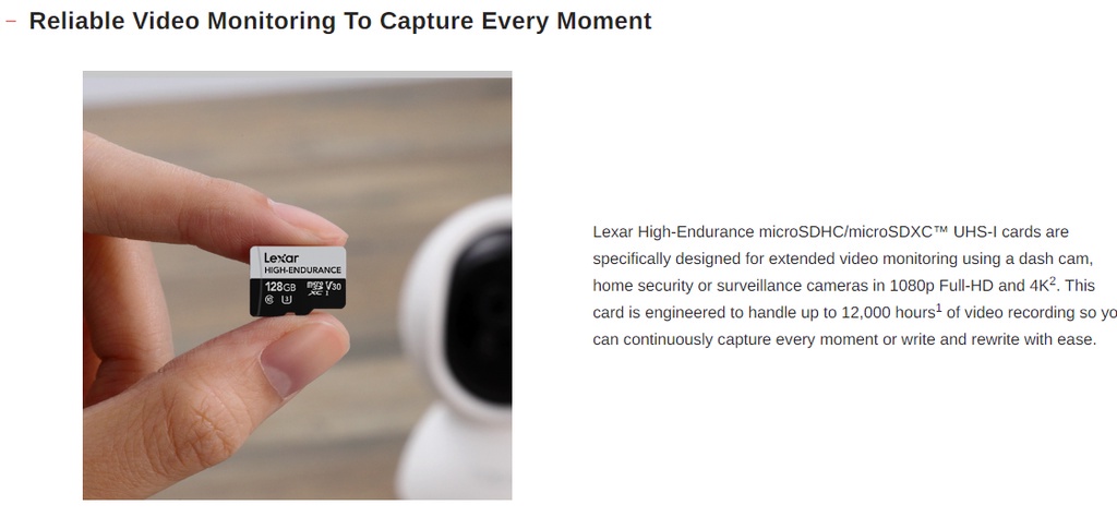 Lexar 32GB/64GB/128GB High-Endurance microSDHC/microSDXC UHS-I Card ...