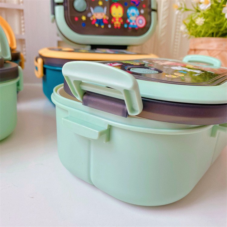 Double Layer Portable Plastic Lunch Box Cute Shin-Chan With Spoon Fork ...