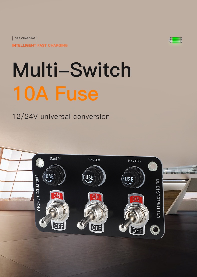 Fuse Holder ON/Off With 6 Gang Vintage Rocker Power Toggle Switch Panel ...