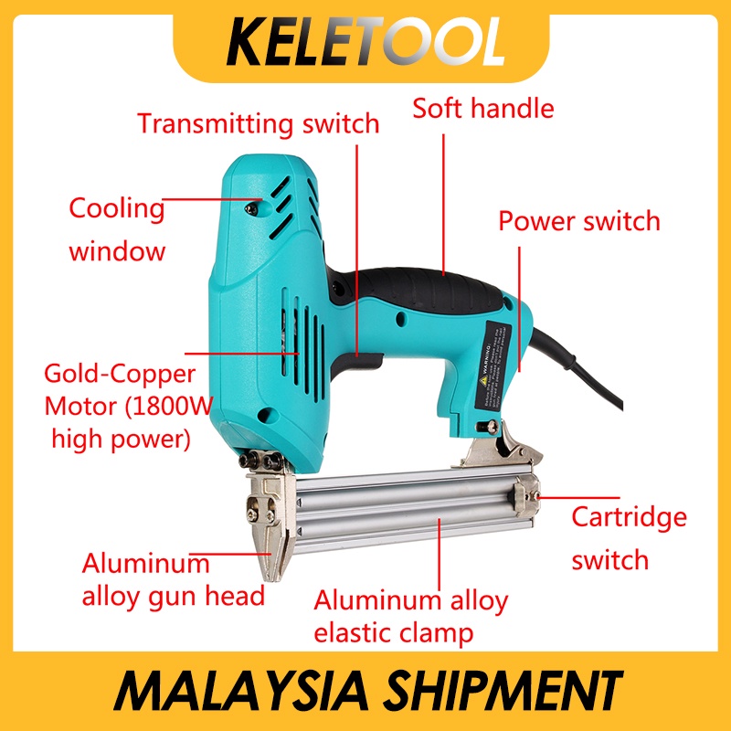 KELETOOL 2000W 220V electric nail gun stapler gun heavy duty mesin paku ...