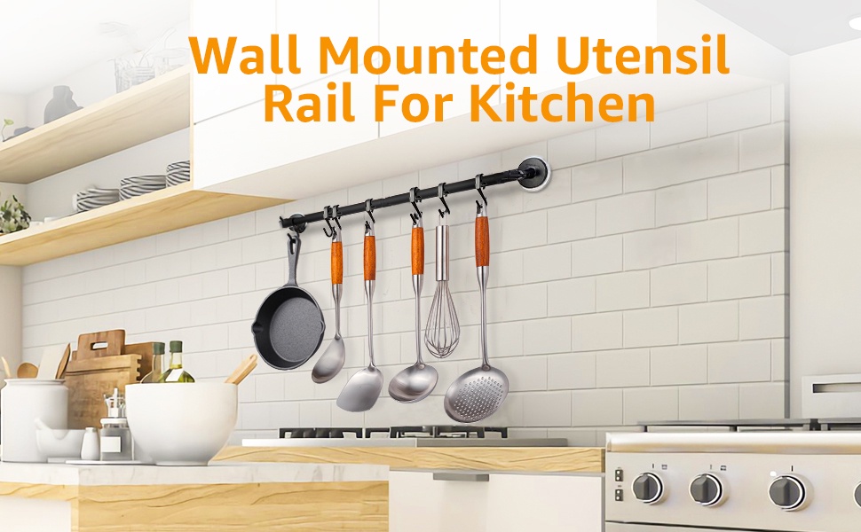 Harbour Life Kitchen Hanging Rack with 12 Hooks Wall Mounted adhesive ...