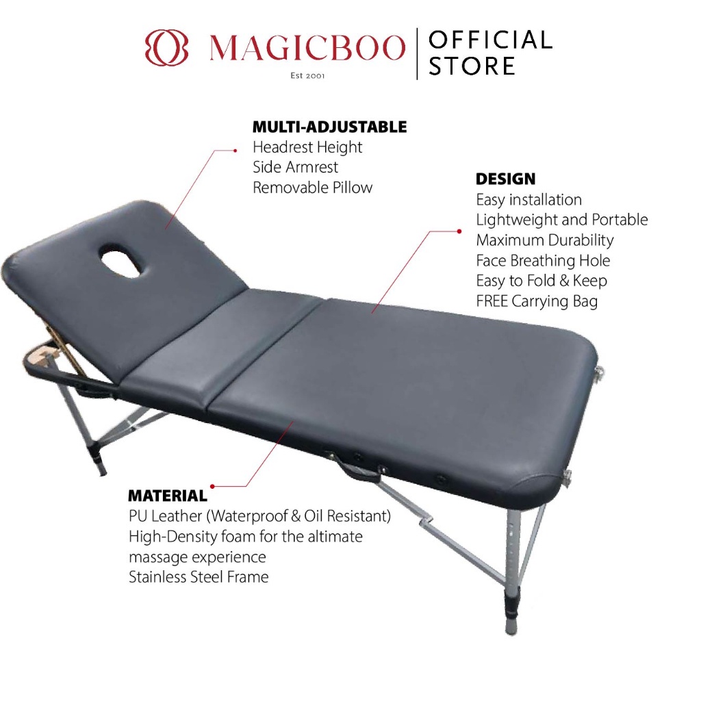 Magicboo 6028 (V3) Aluminum Foldable Portable Beauty Facial Massage Bed ...