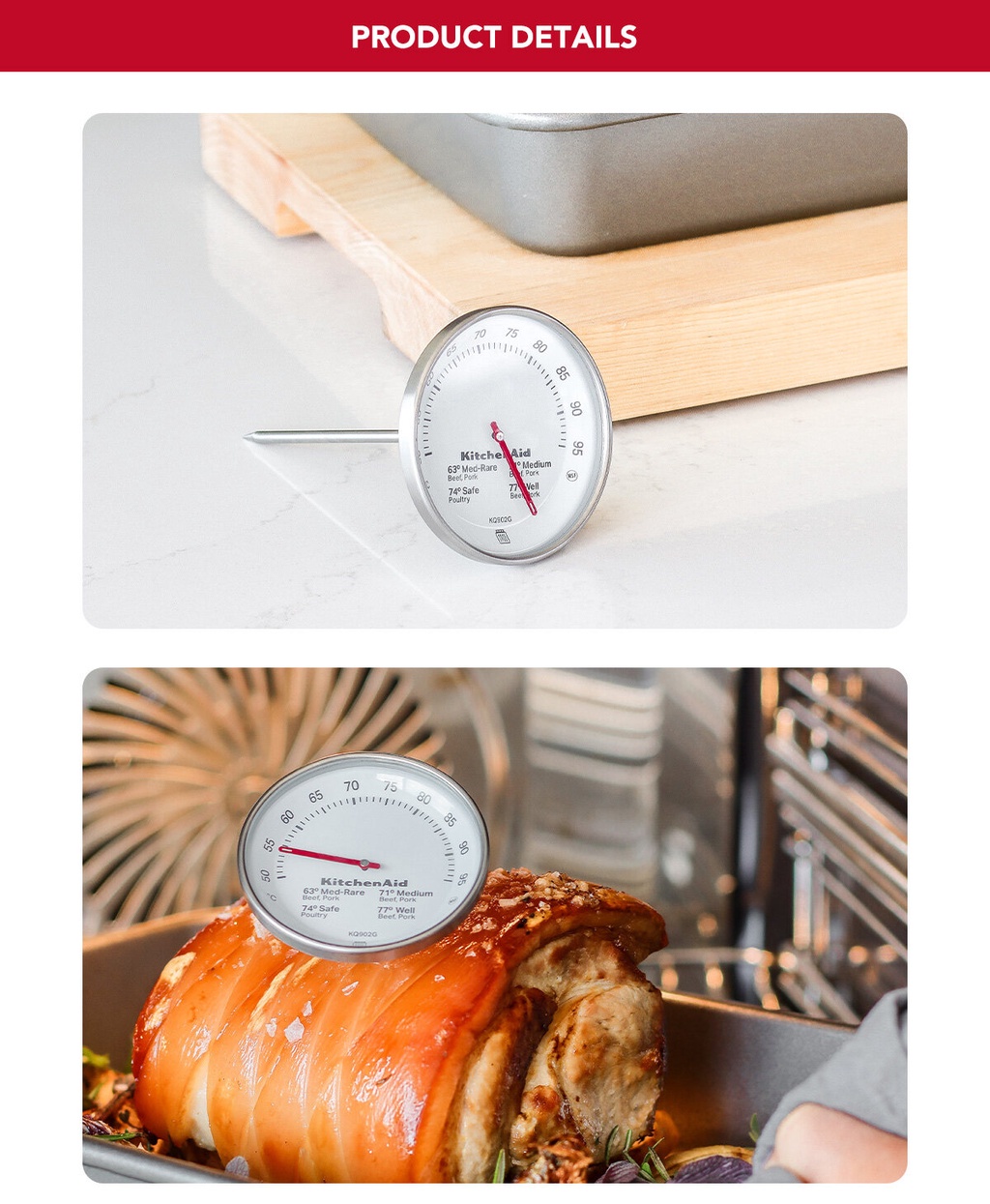 KitchenAid Stainless Steel Leave-In Meat Thermometer Probe - Silver ...