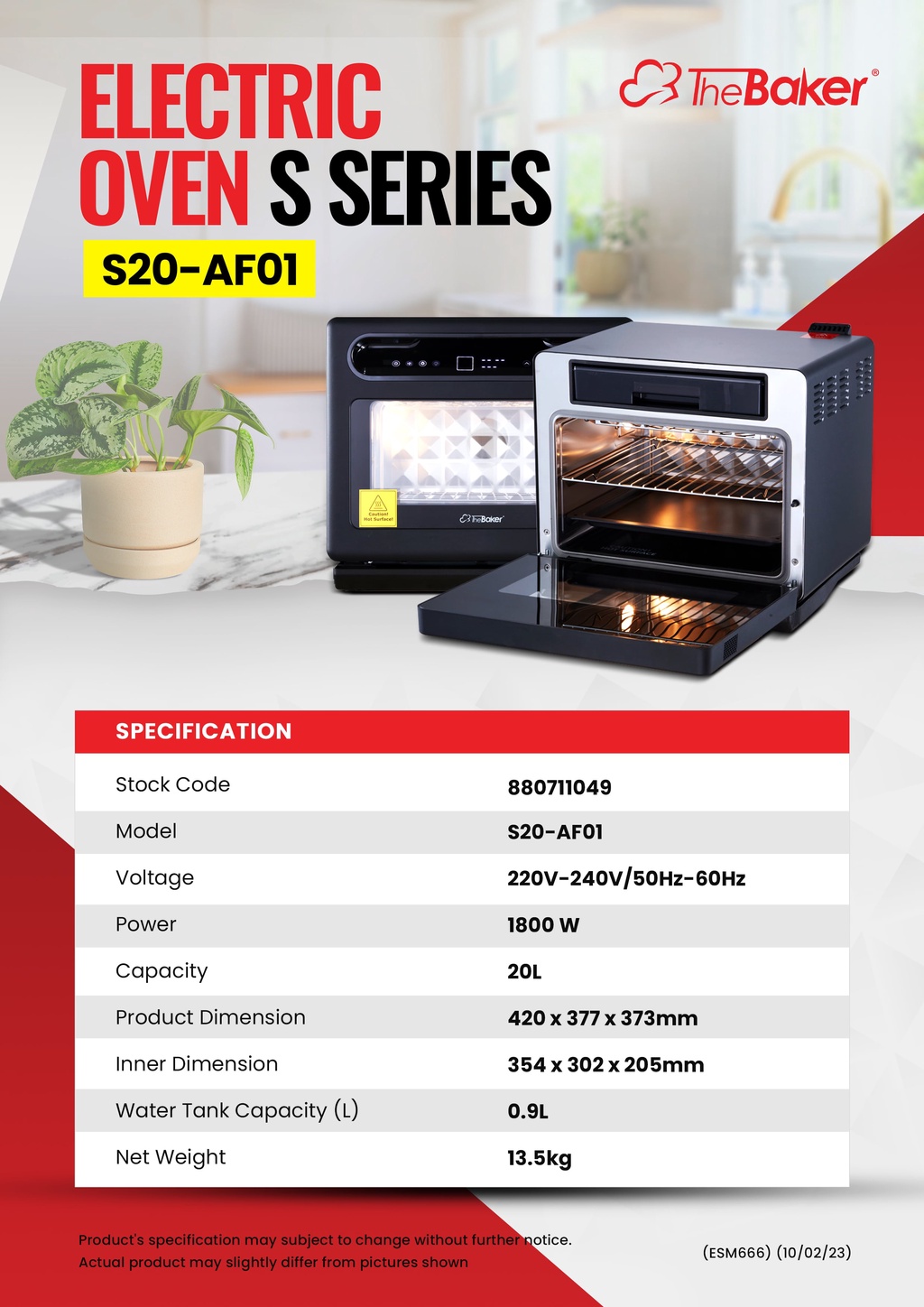 The Baker Steam Air Fryer Oven (20L) S20-AF01 | Shopee Malaysia