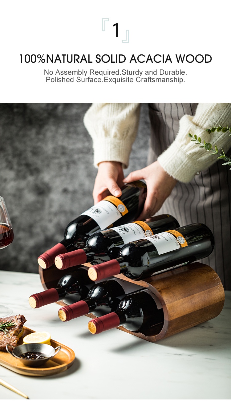 APPKER Wine Storage Rack Stand Wooden Wine Rack Acacia Wine Bottle Rack ...