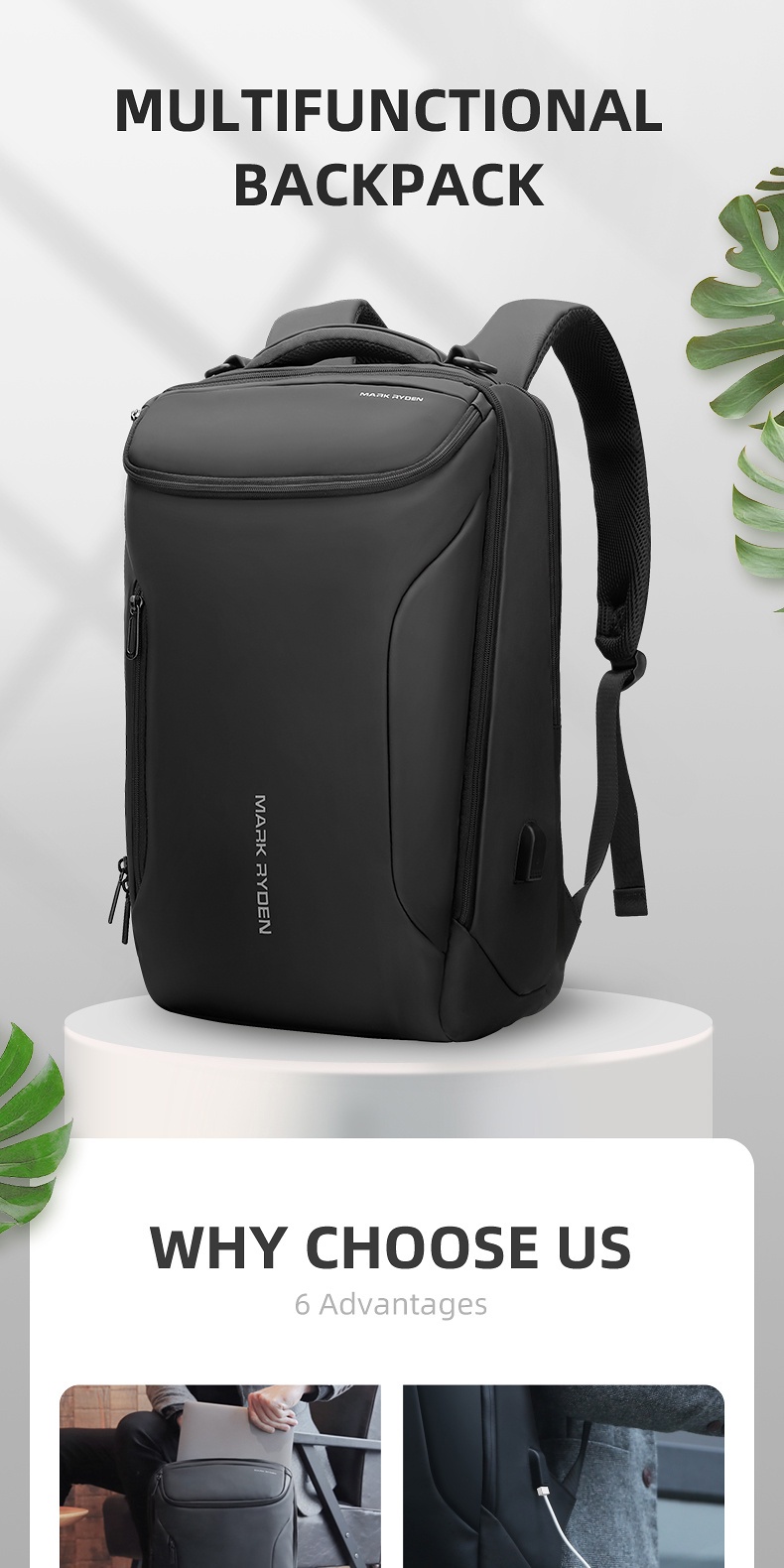 MARK RYDEN Laptop Backpack Men Laptop Bag 17.3 inch Bagpack Man Ykk ...