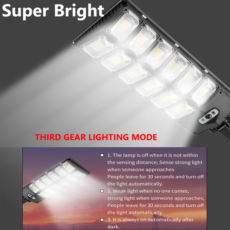 10000W Super Bright Solar Street Light 3 Modes Street Lamp Human ...