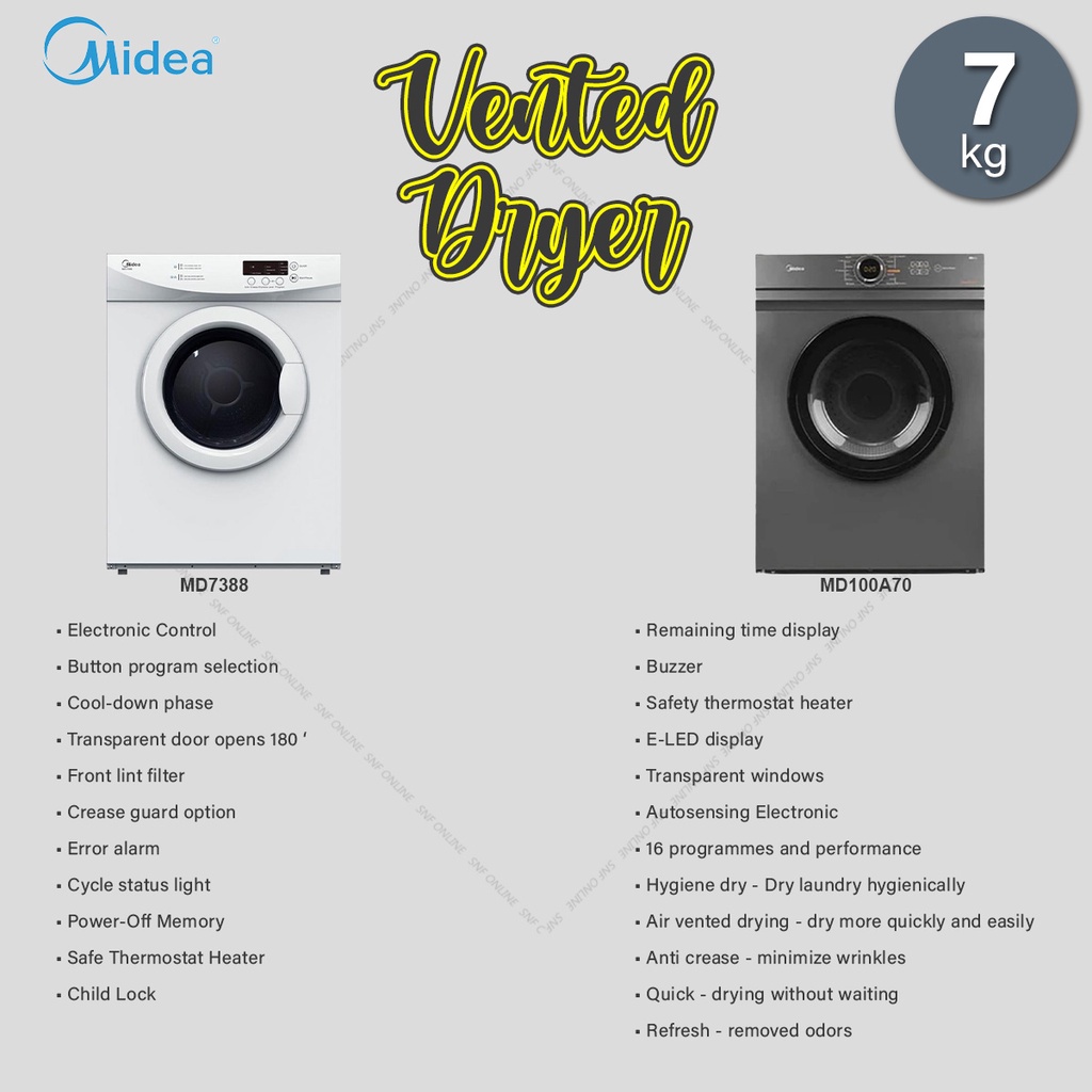Midea Pengering Kain Dryer (7 kg) MD-7388 MD7388 MD-100A70 MD100A70 ...