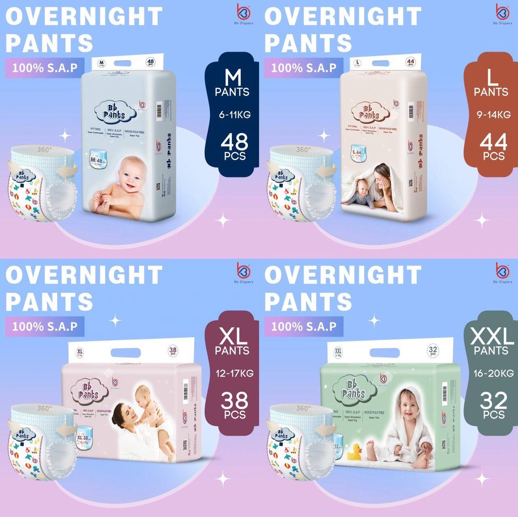 BB Diapers Overnight Pants 100% Super Absorption Diapers & Super Thin ...