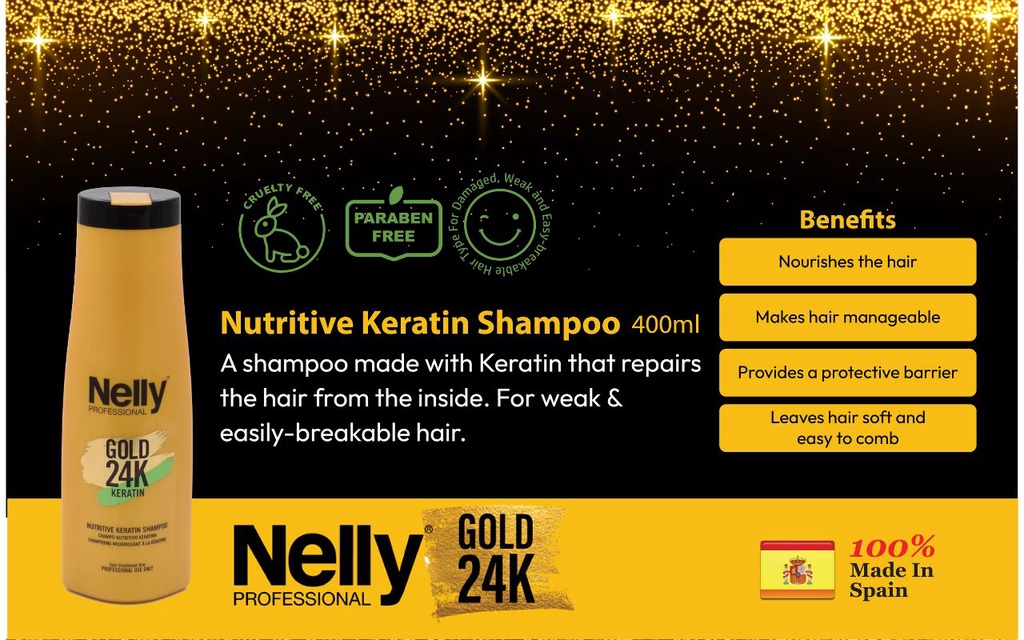 Magicboo Nelly Professional Gold 24K Nutritive Keratin Shampoo (400ml ...