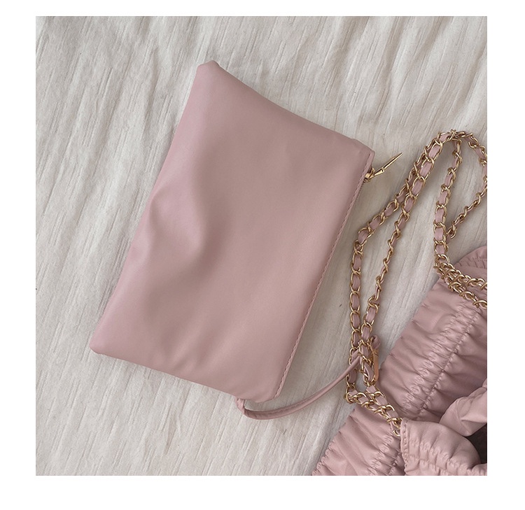 Fashion pink chain tote bag IG large capacity pleated shoulder bag ...