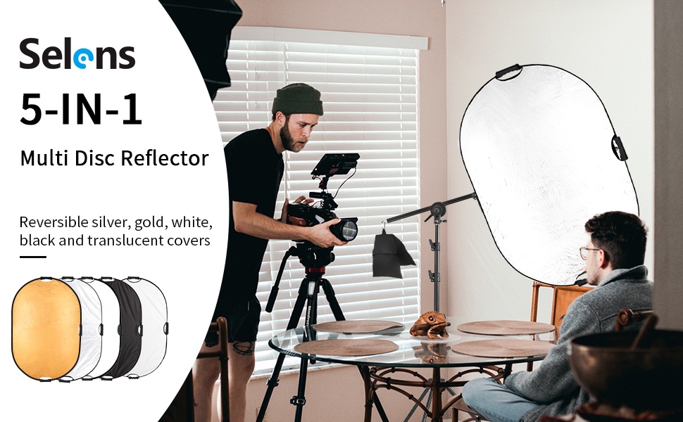 Selens 5 in 1 Oval Light Reflector With Handles Collapsible Portable ...