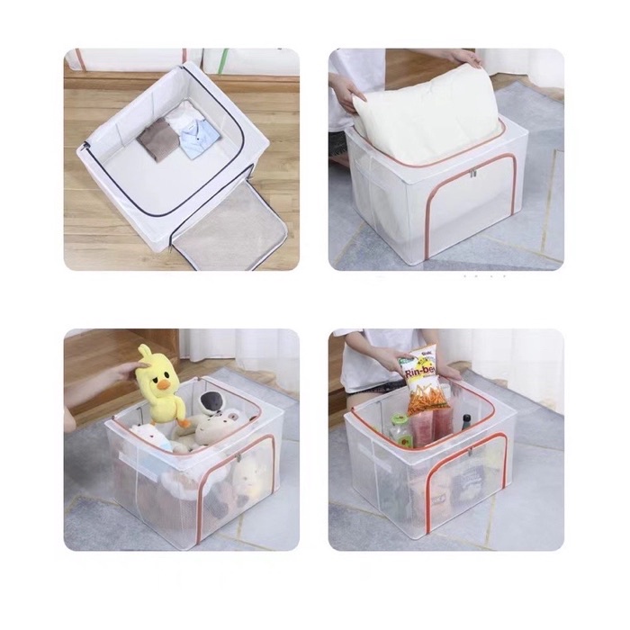 24/66L Large Storage Box Foldable Box Steel Frame Detachable Storage ...