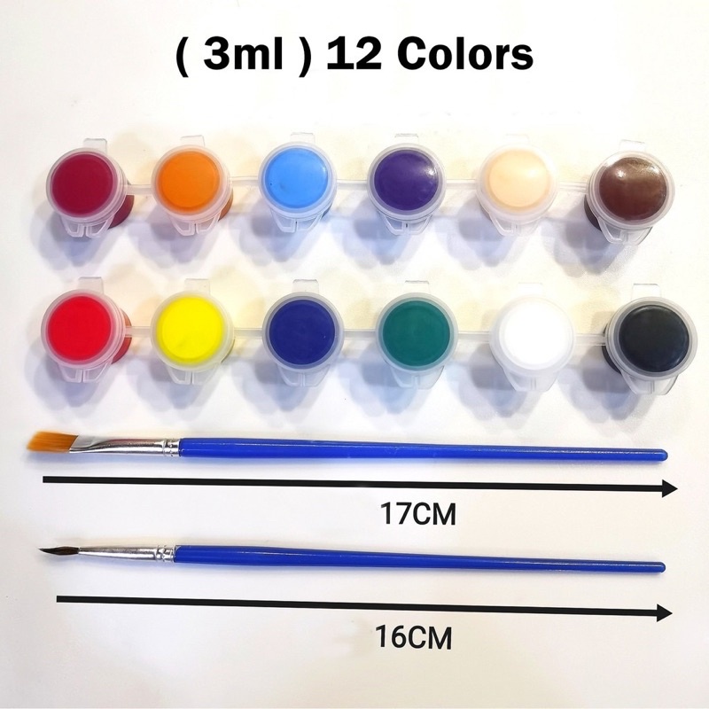 DIY Mini Acrylic Color 12 colors Paint Set (3ml x 12) - Mix Color ...