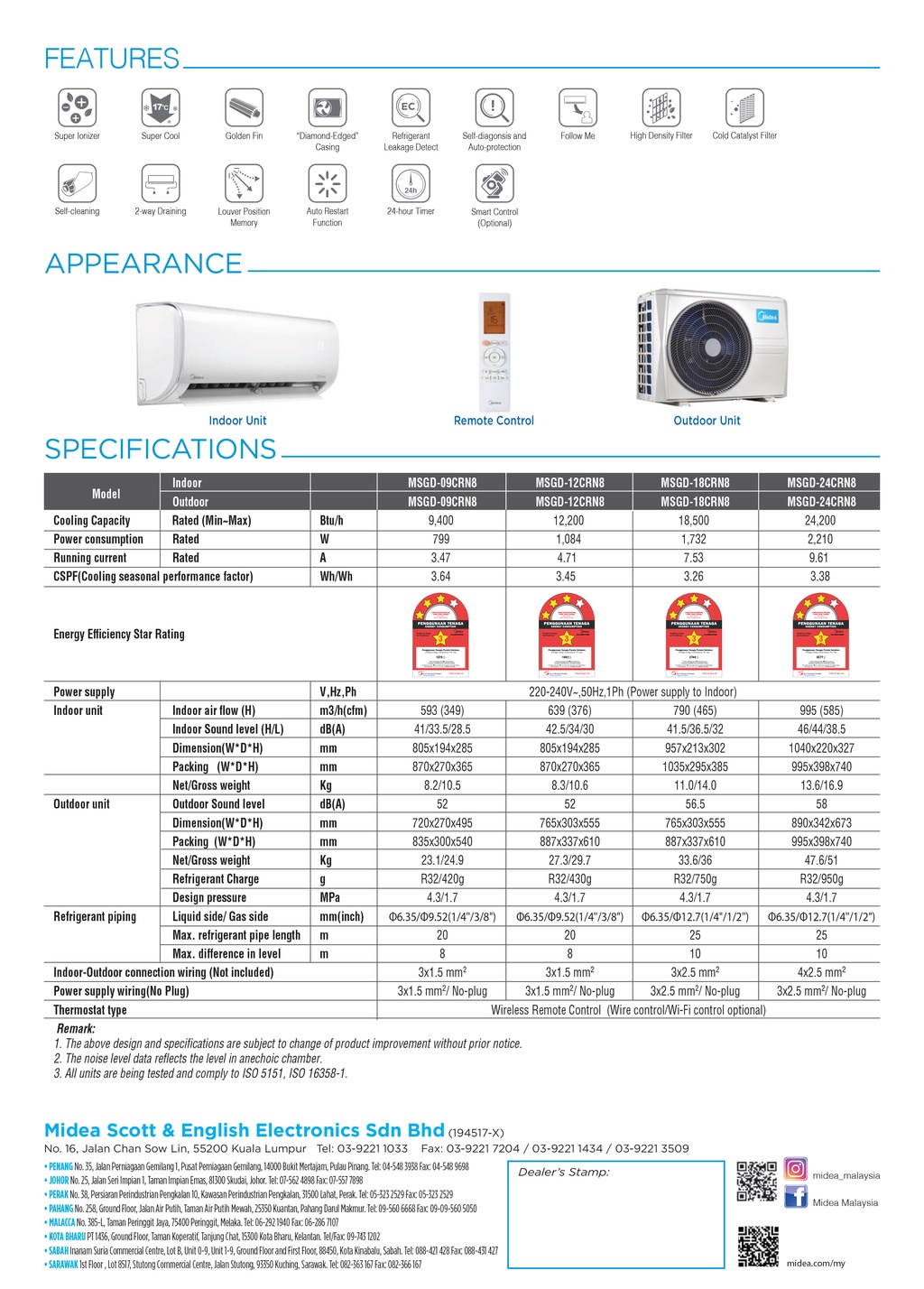 Midea Air-Cond 1HP, 1.5HP & 2HP (Xtreme Dura) [ MSGD09CRN8 MSGD12CRN8 MSGD18CRN8 ] / Inverter ...