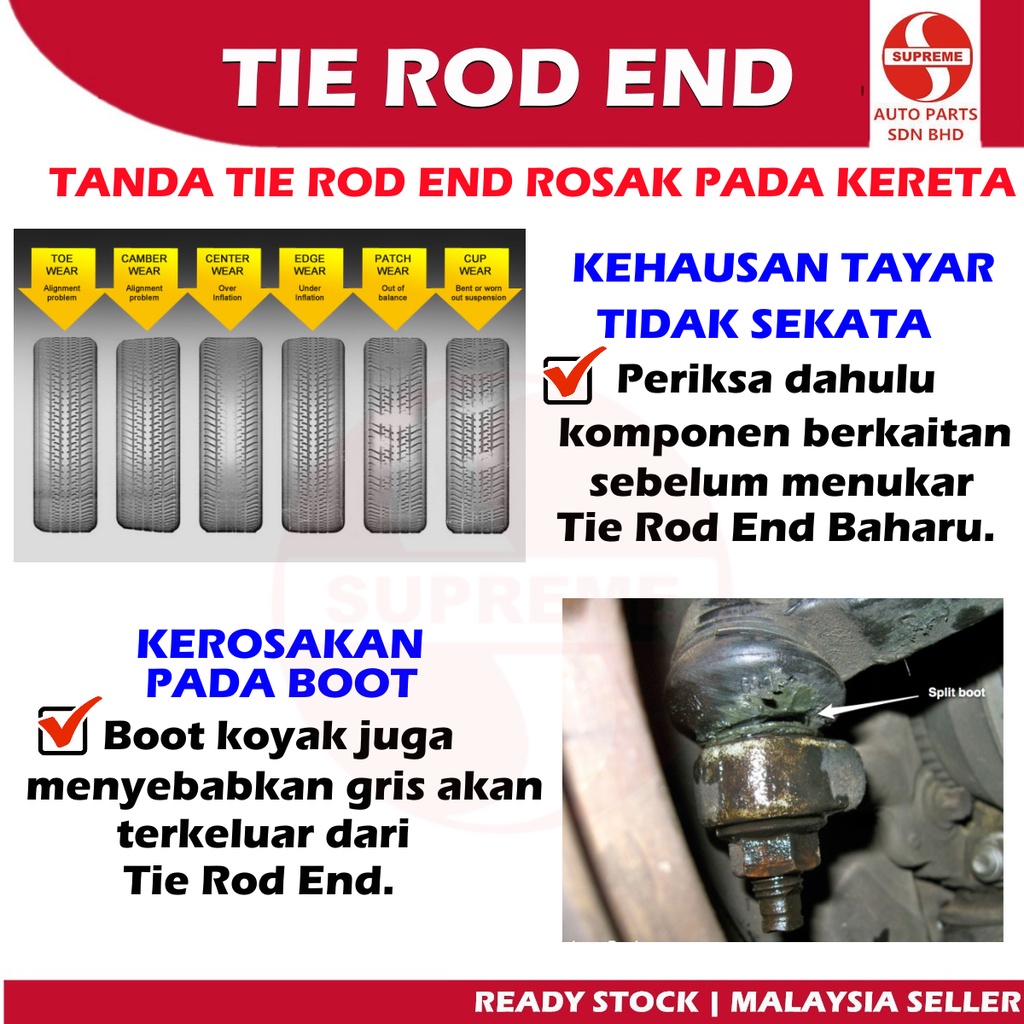 S2U Steering Rack Tie Rod End Outer Inner Toyota Camry ACV40 45460 ...