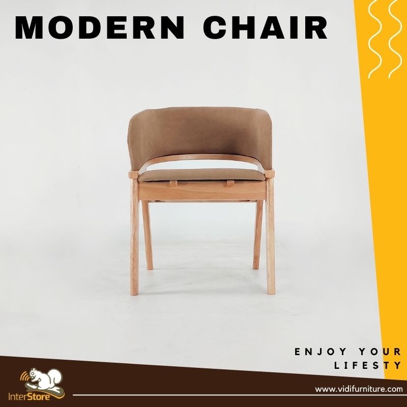 Scandinavian Designer Wooden Chair- Vicky/ Solid Rubber wood / fabric ...
