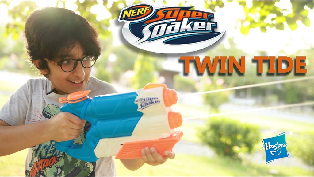 Nerf Super Soaker Big Twin Tide Dual Stream High Capacity Water Blaster ...