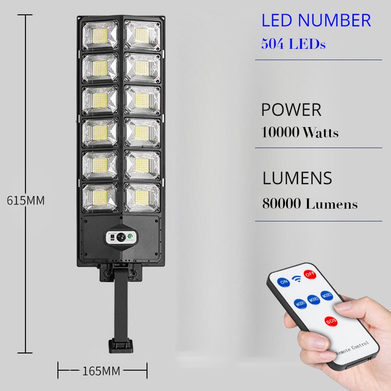 10000W Super Bright Solar Street Light 3 Modes Street Lamp Human ...