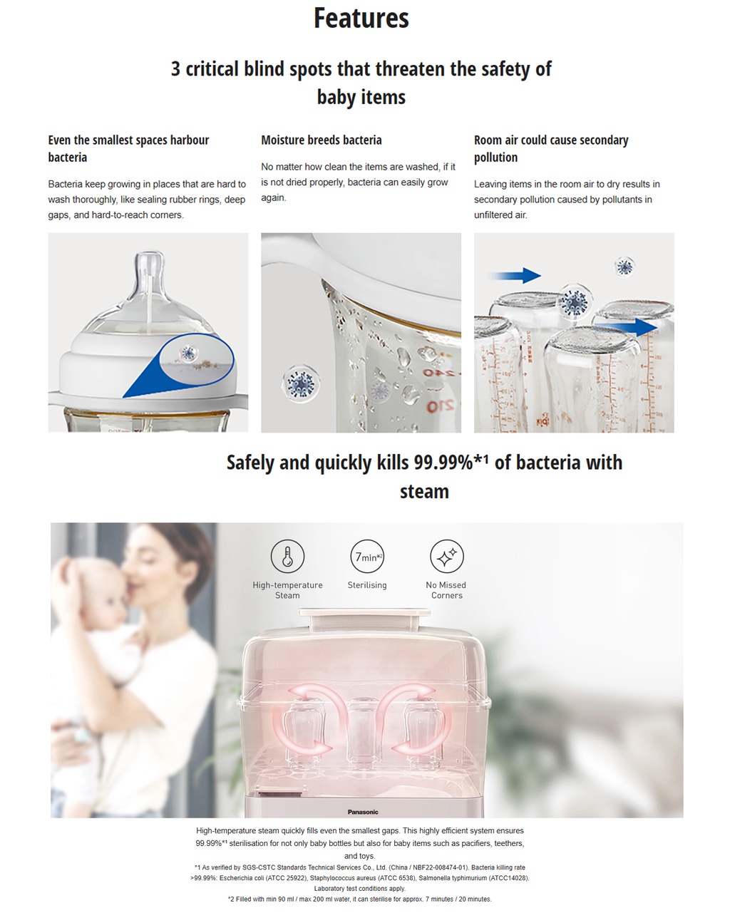 Panasonic Baby Bottle Steam Steriliser and Dryer NU-MX100 NU-MX100PMPQ ...