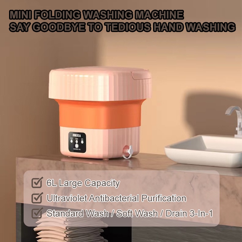 Teemo 6L Portable Folding Mini Washing Machine Automatic Laundry Small ...